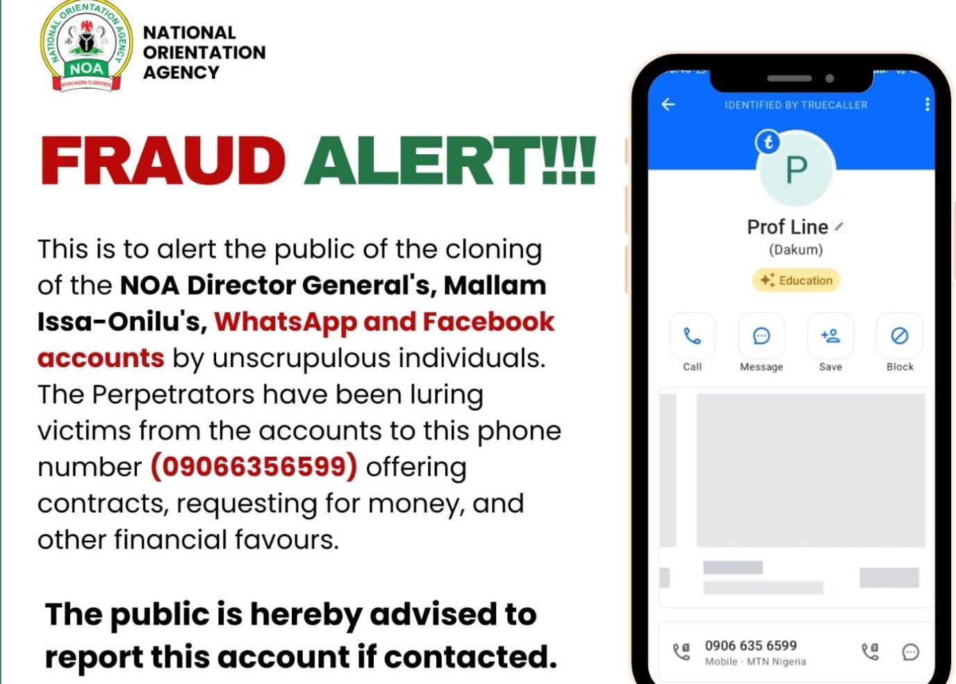 NOA warns Nigerians as fraudsters clone DG Issa-Onilu’s social media accounts - The Editorial